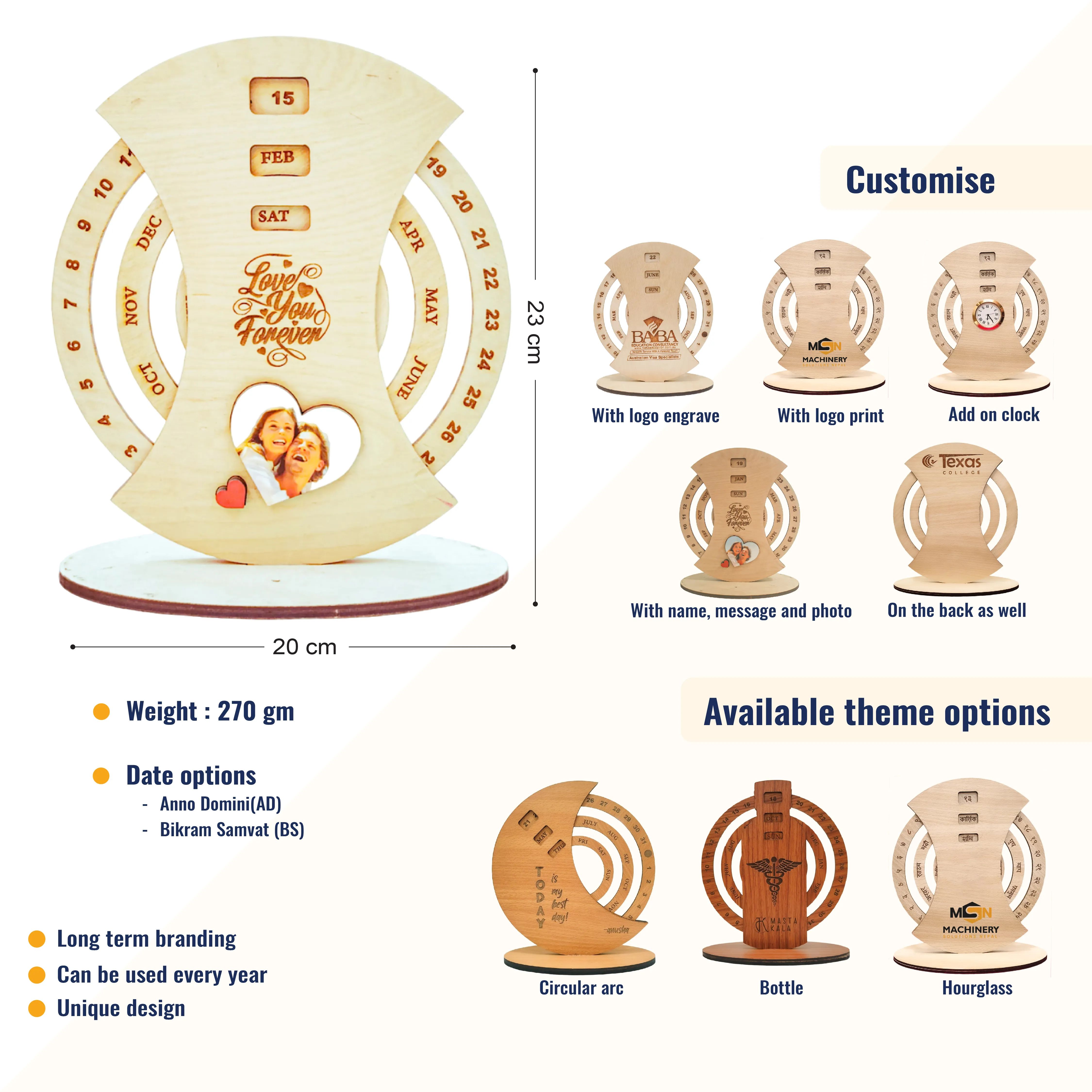 Romantic Couples Perpetual Calendar - Intimate Wooden Desk Decor ...