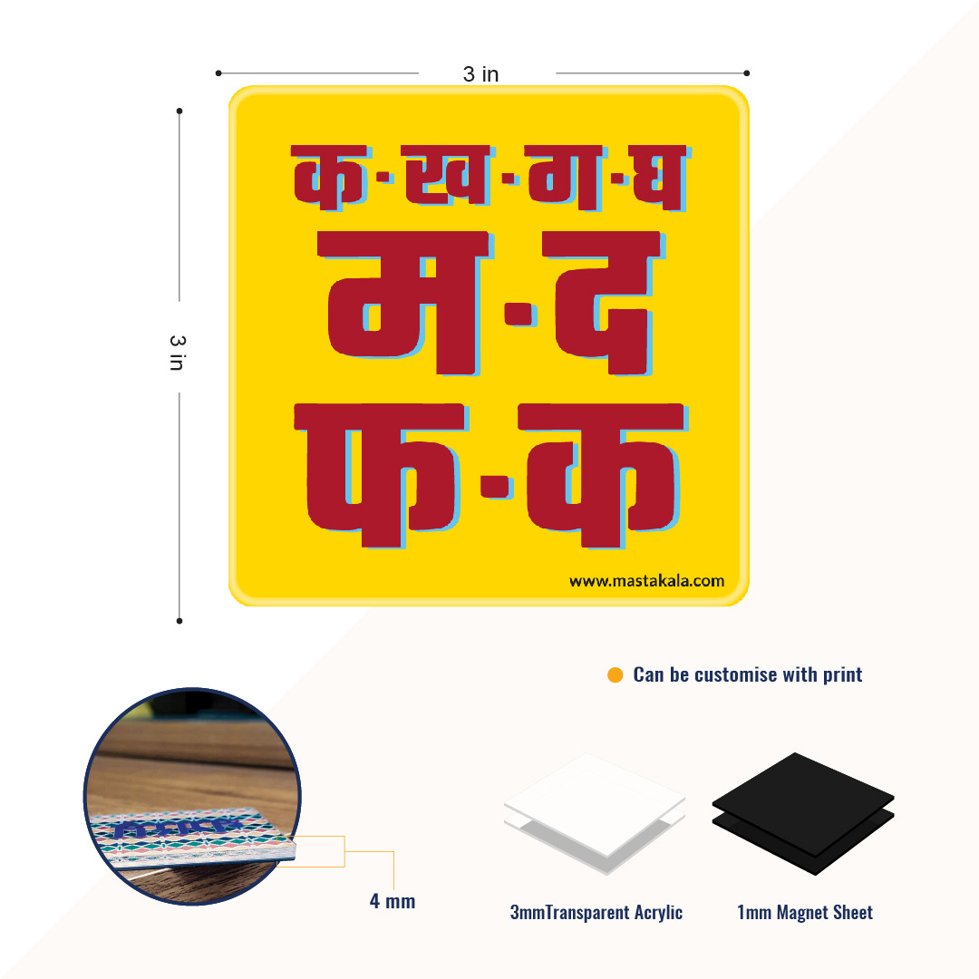 Ka Kha Ga Nepali Alphabet Fridge Magnet – Cultural Decor – Masta Kala
