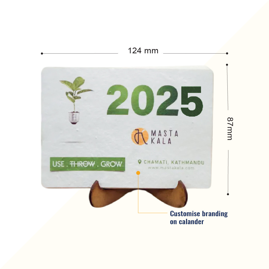 Eco-Friendly Seed Paper Calendar with Wooden Stand | Plantable Calendar