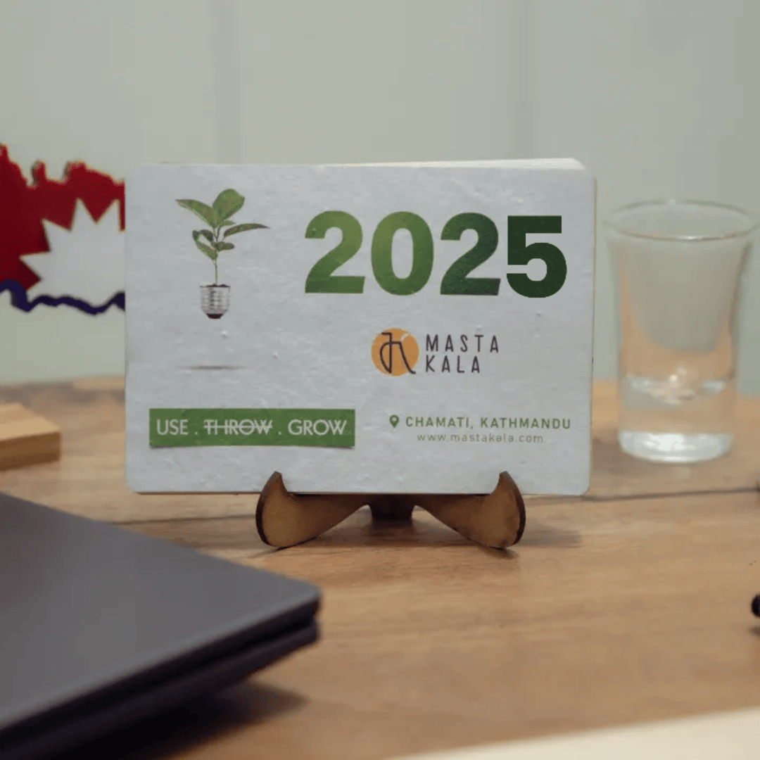 Eco-Friendly Seed Paper Calendar with Wooden Stand | Plantable Calendar