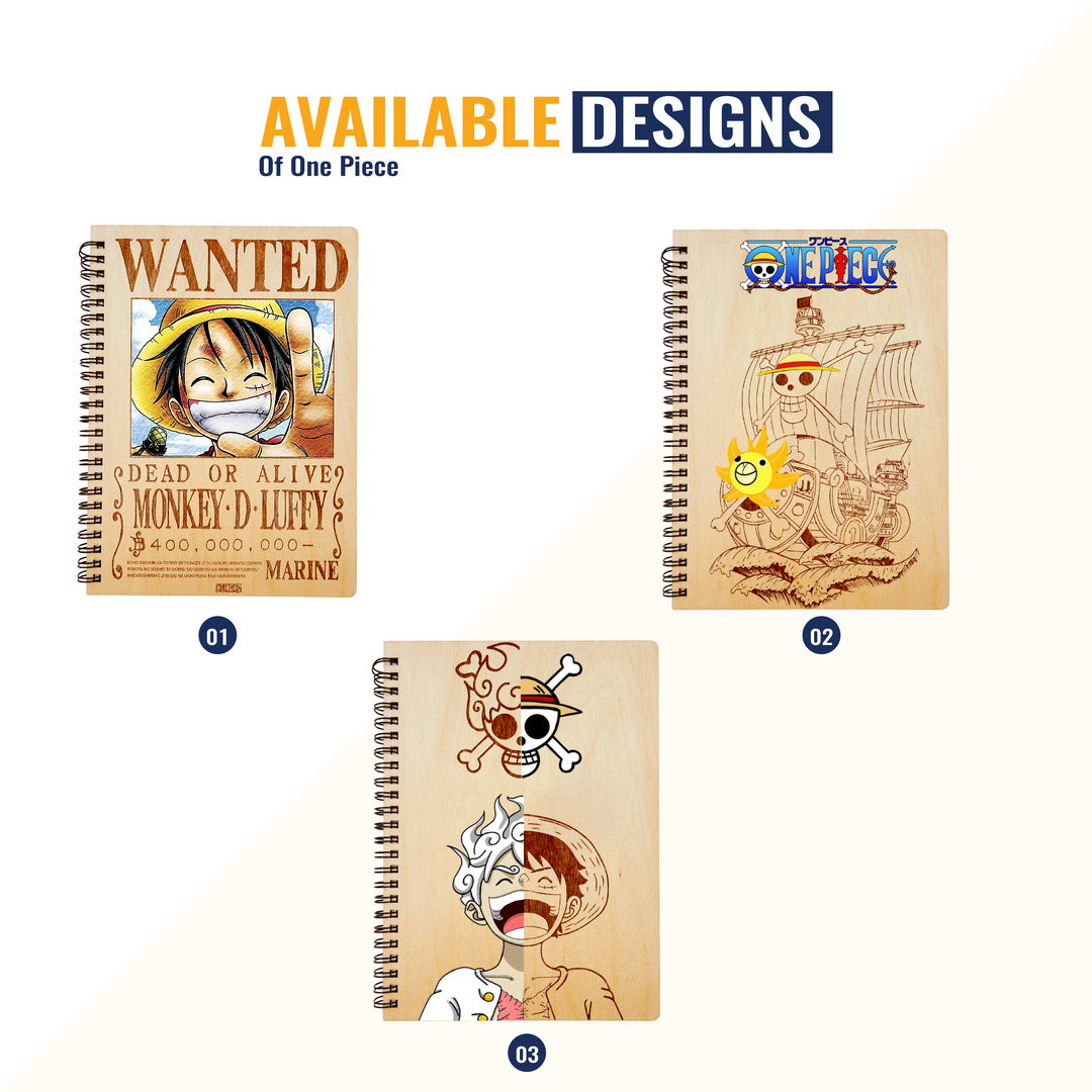 Monkey D. Luffy Wooden Notebook Gift Set – Bookmark, Keyring & More for ...